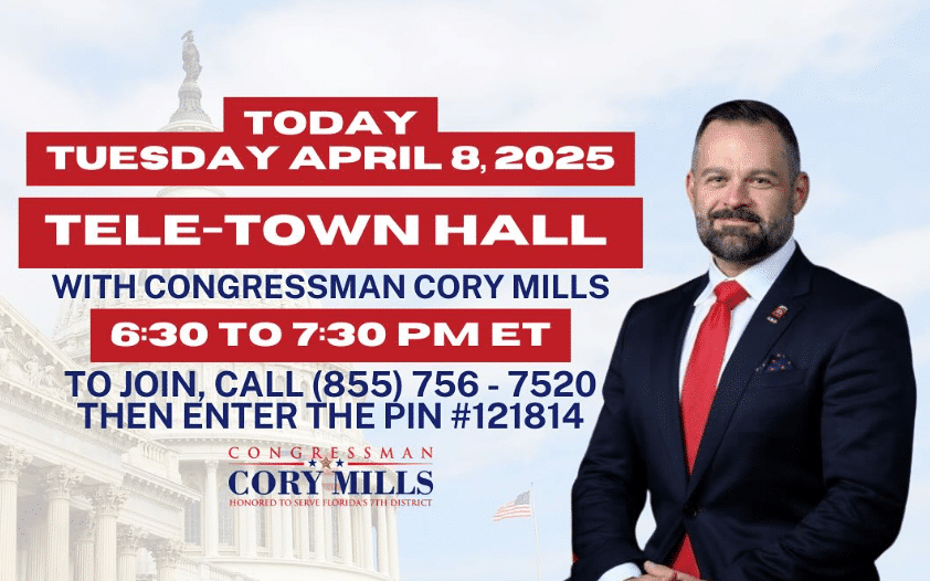 Breaking: U.S. Rep. Cory Mills to hold tele-town hall today – Oviedo ...